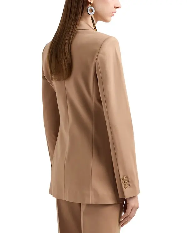 Emporio Armani Stretch Cotton Double-breasted Blazer - Camel