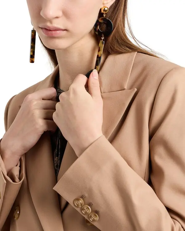 Emporio Armani Stretch Cotton Double-breasted Blazer - Camel