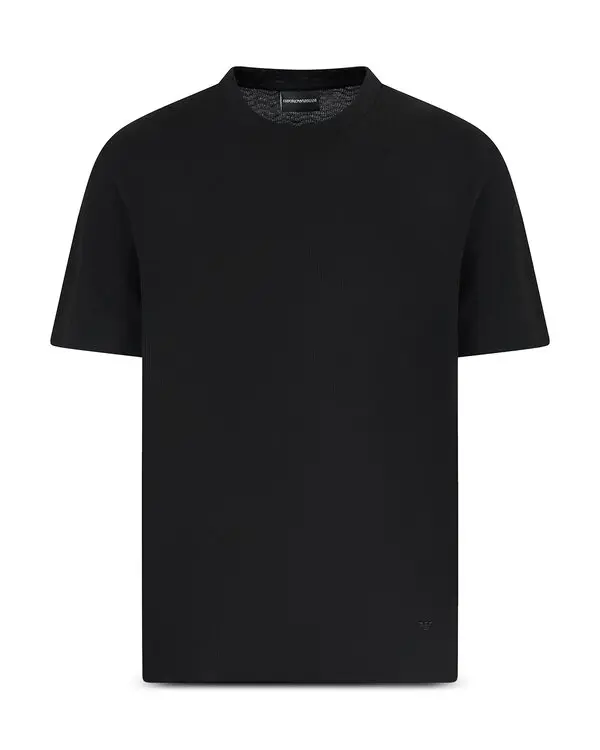 Emporio Armani Textured Cotton Allover Jacquard Tee