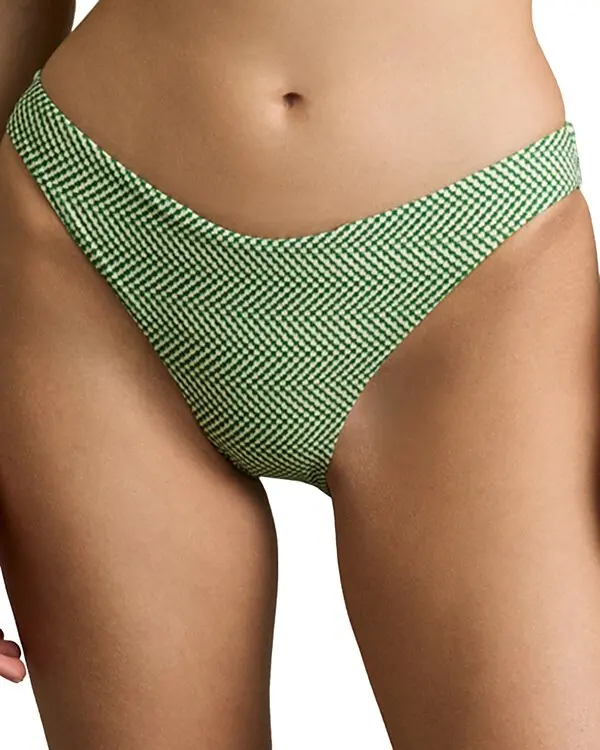 REISS Kai Fix Side Bikini Bottom - Green/white
