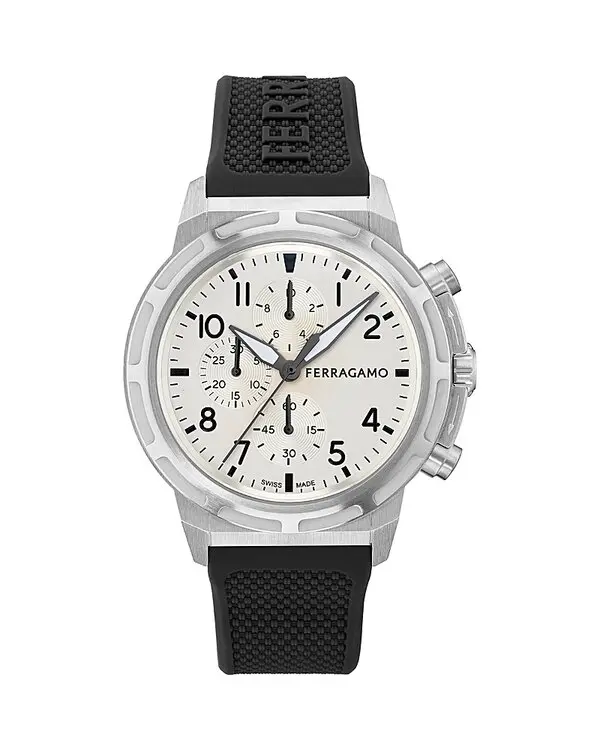 FERRAGAMO Sport Chronograph, 44mm - Silver/black