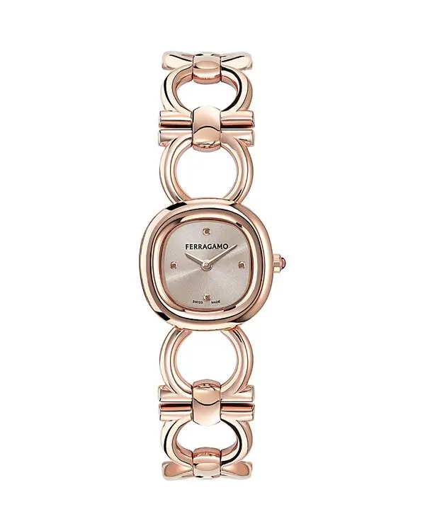 FERRAGAMO Double Gancini Watch, 25mm - Rose Gold