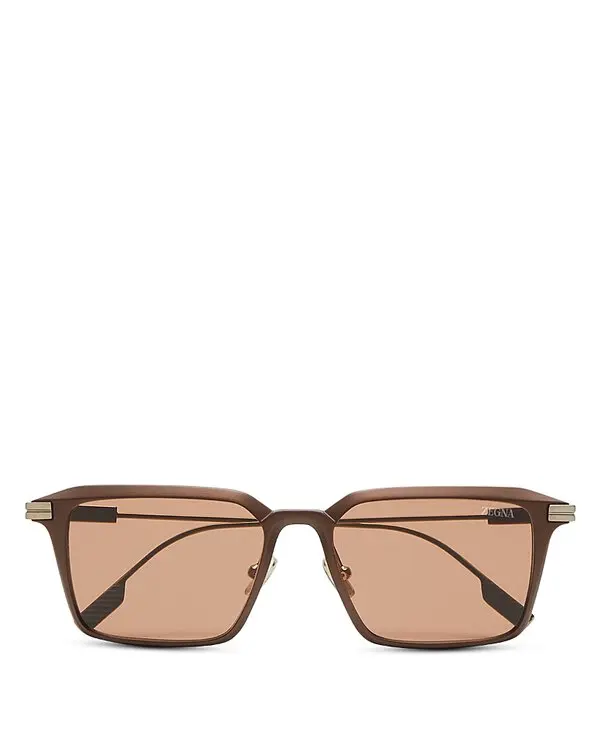 Zegna 55mm Aluminum Sunglasses - Dark Brown