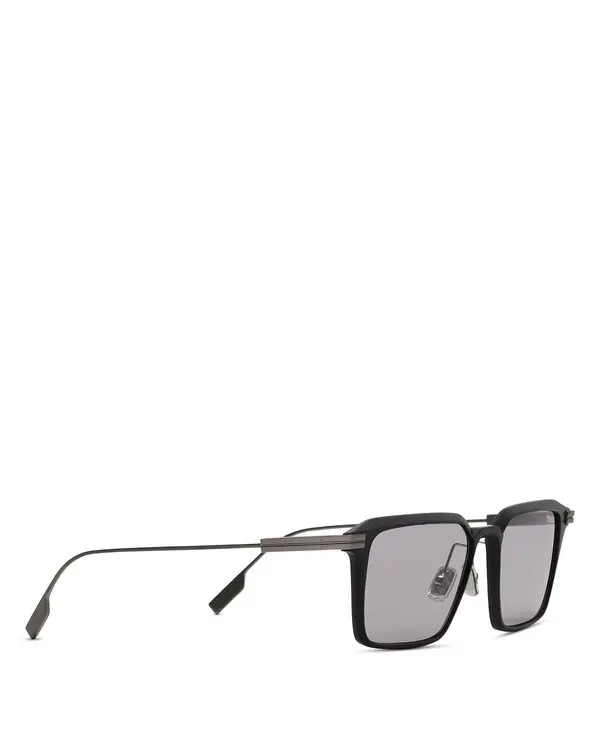 Zegna Aluminum Sunglasses, 55mm - Light Grey