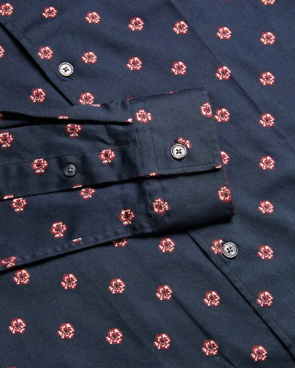 Ted Baker London Mikceal Slim Fit Long Sleeve Floral Shirt - Navy