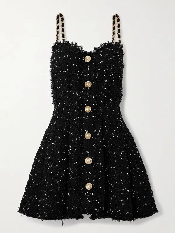 Balmain Embellished Tweed Mini Dress