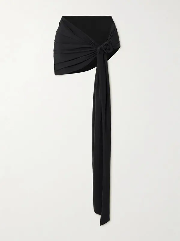 MAYGEL CORONEL Pestagua Appliquéd Stretch-jersey Pareo - Black