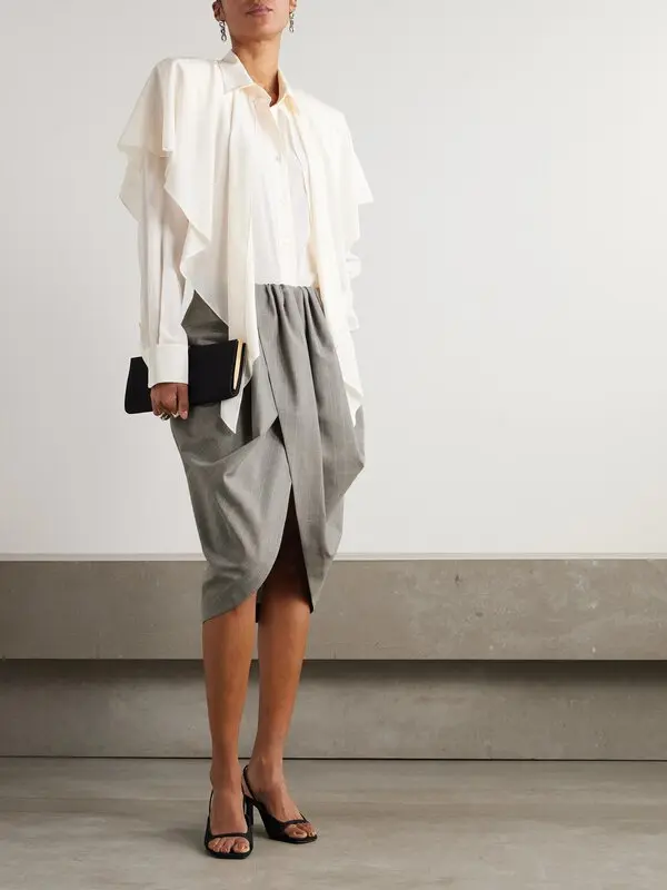 Stella McCartney Draped Pinstriped Wool-crepe Skirt