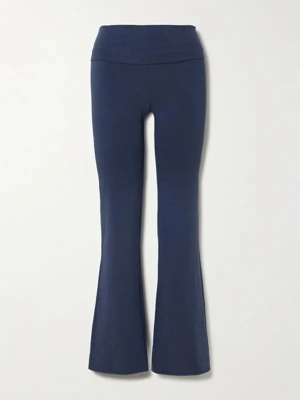 SKIMS Stretch-cotton Jersey Foldover Pants - Blue