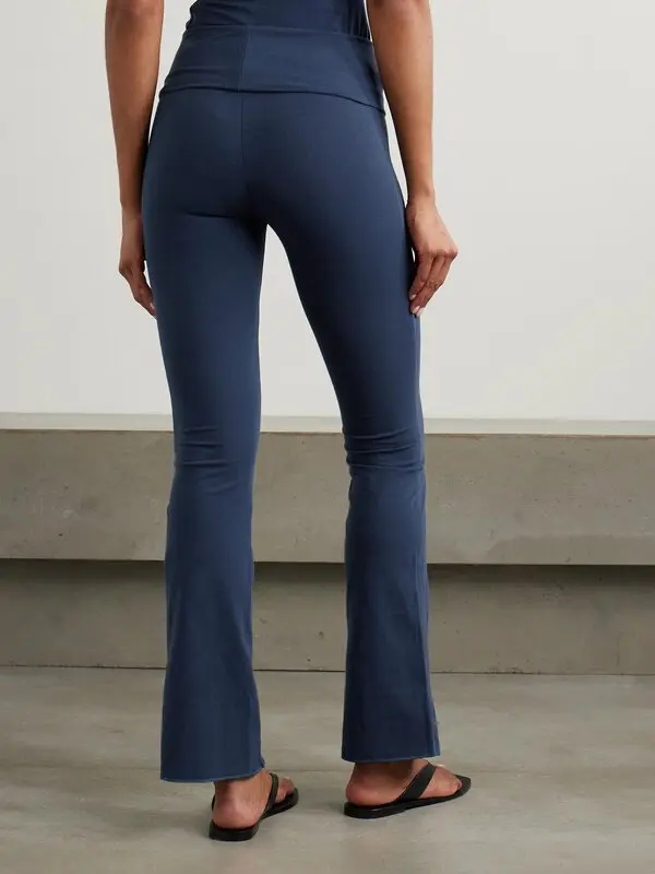 SKIMS Stretch-cotton Jersey Foldover Pants - Blue