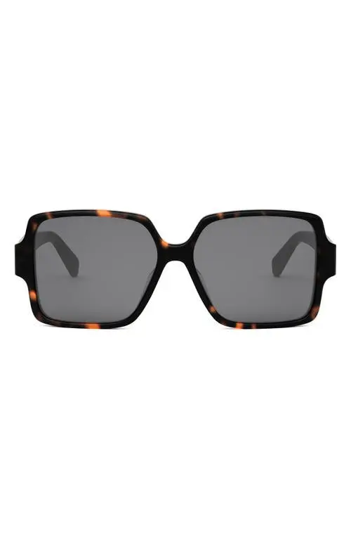 Celine Triomphe 60mm Square Sunglasses - Dark Havana / Smoke