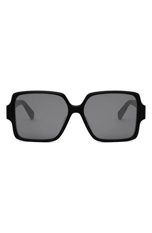 Celine Triomphe 60mm Square Sunglasses - Shiny Black / Smoke