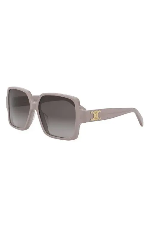 Celine Triomphe 60mm Square Sunglasses - Shiny Light Brown / Brown