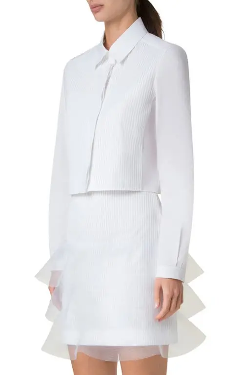 Akris Pleat Front Cotton Voile Crop Shirt