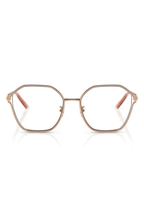 Versace 55mm Geometric Eyeglasses - Rose Gold