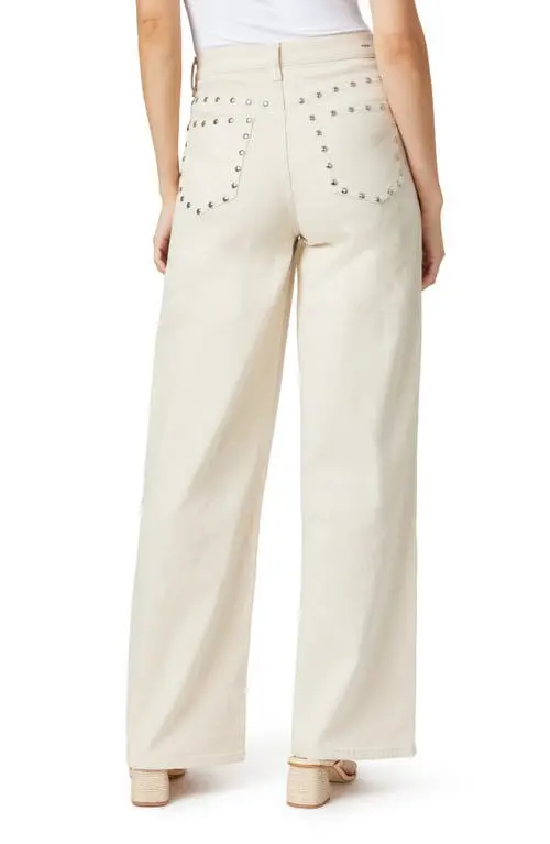 Habitual Studded High-rise Wide Leg Jeans - Ecru