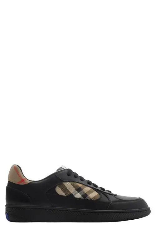 Burberry Terrace Leather And Check Canvas Sneakers