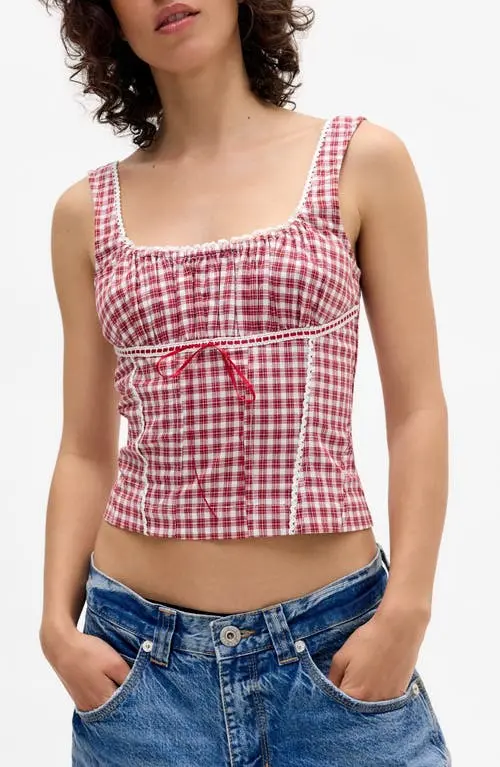 BDG URBAN OUTFITTERS Lena Rickrack Trim Check Camisole