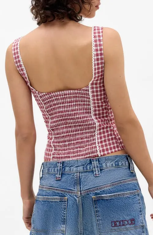 BDG URBAN OUTFITTERS Lena Rickrack Trim Check Camisole
