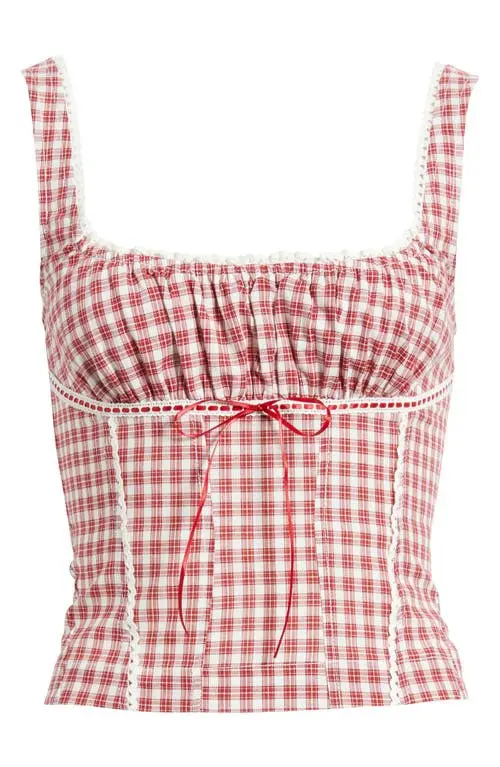 BDG URBAN OUTFITTERS Lena Rickrack Trim Check Camisole