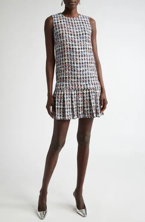 St. John Houndstooth Tweed Shift Mini Dress