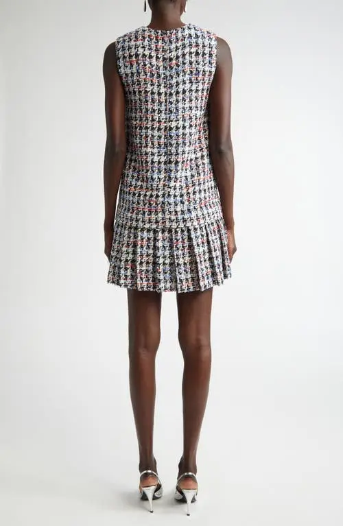 St. John Houndstooth Tweed Shift Mini Dress