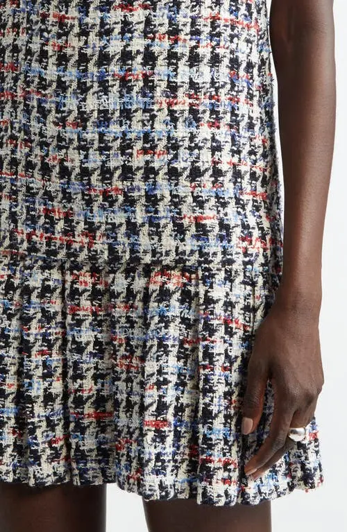 St. John Houndstooth Tweed Shift Mini Dress