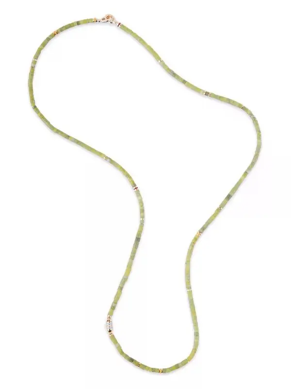 MAOR 18kt Yellow Gold Jade And Diamond Necklace - Green