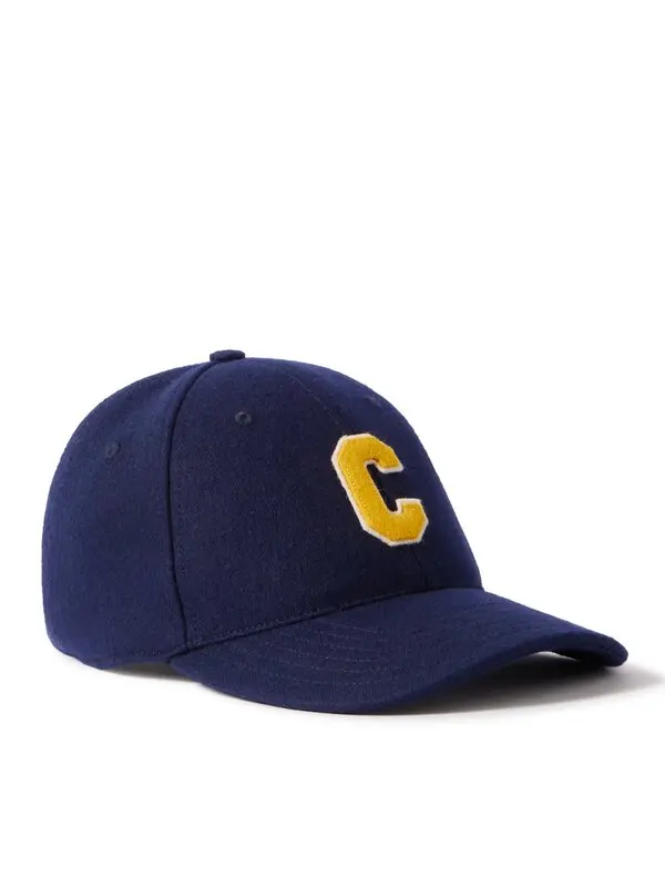 Celine Logo-appliquéd Virgin Wool-blend Flannel Baseball Cap - Blue