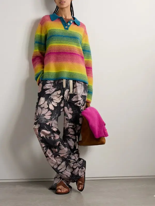 THE ELDER STATESMAN Blurry Stripe Oversized Sweater