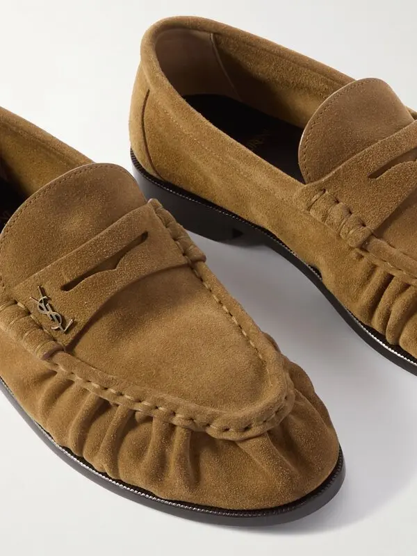 Saint Laurent Le Loafer Suede Loafers - Brown