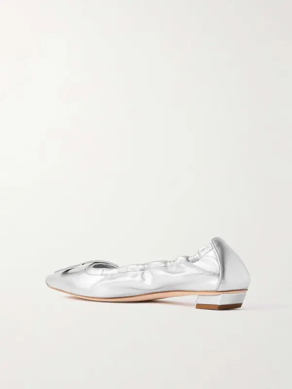 ROGER VIVIER Belle Vivier 25 Embellished Metallic Ballet Flats - Silver