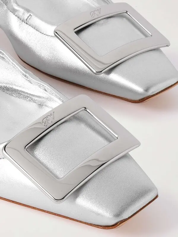 ROGER VIVIER Belle Vivier 25 Embellished Metallic Ballet Flats - Silver