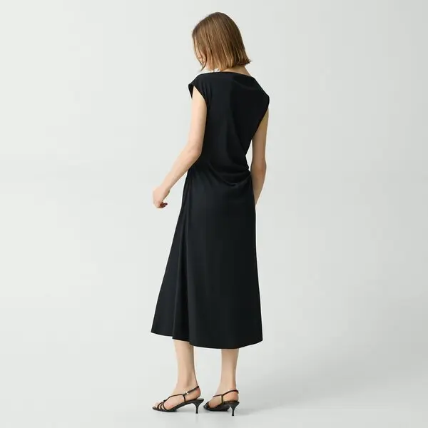 Theory Draped Boatneck Sheath Dress - Black