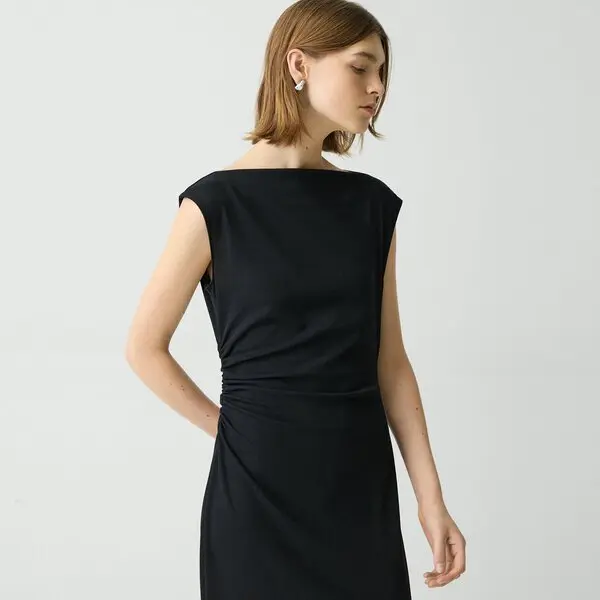 Theory Draped Boatneck Sheath Dress - Black