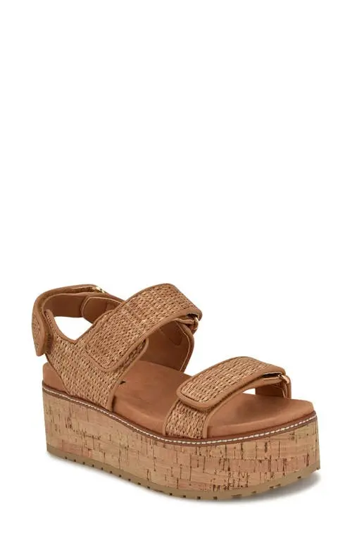 Nine West Heavin Platform Wedge Sandal - Dark Natural