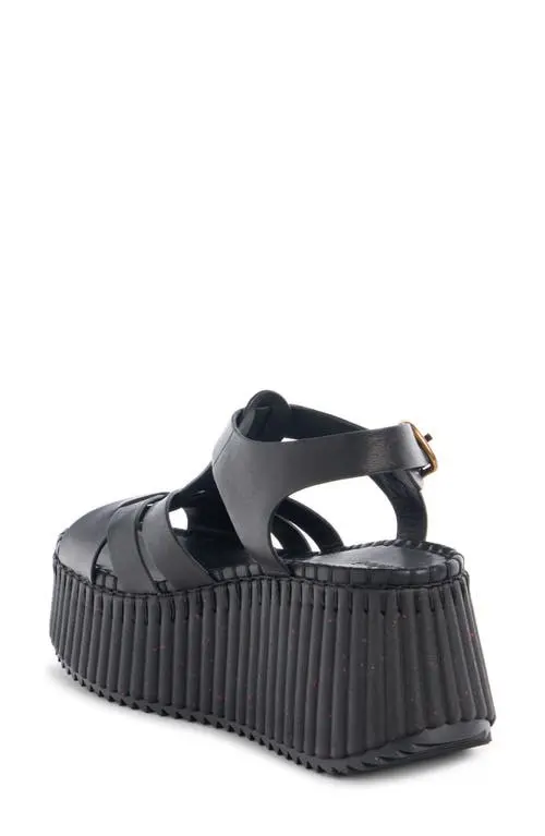 Chloé Nama Wedge Platform Sandal - Black