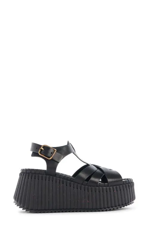 Chloé Nama Wedge Platform Sandal - Black