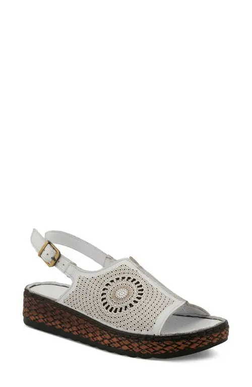 SPRING STEP SHOES Cordero Leather Slingback Sandals - White