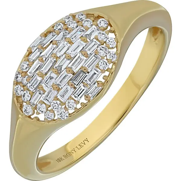 Bony Levy 18k Gold Diamond Signet Ring - 18k Yellow Gold