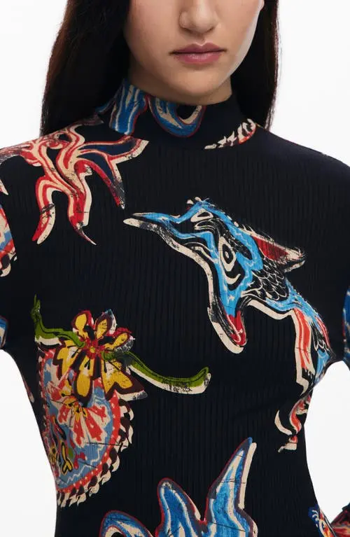 Desigual Abstract Print Midi Dress