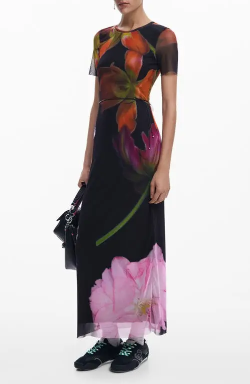 Desigual Floral Mesh Maxi Dress