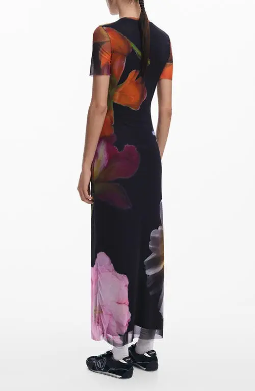 Desigual Floral Mesh Maxi Dress