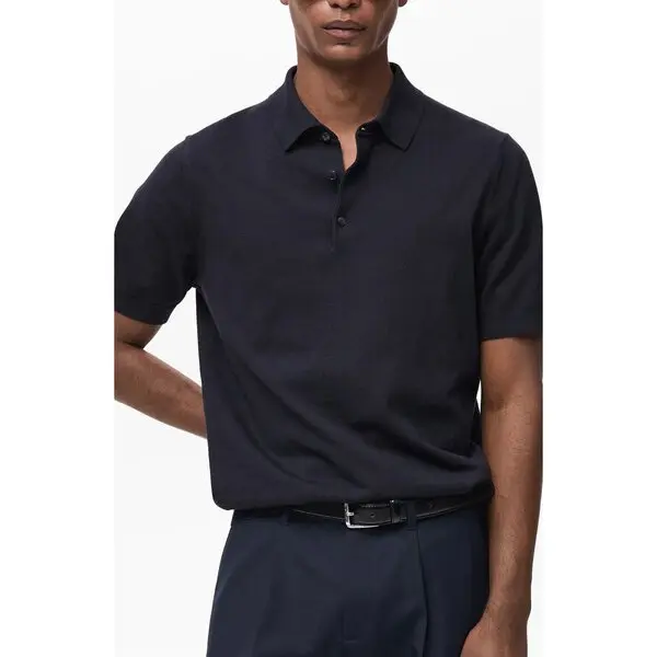 Mango Cotton Polo Shirt - Night Blue