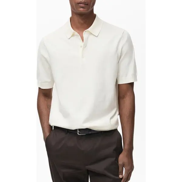 Mango Cotton Polo Shirt - Off White