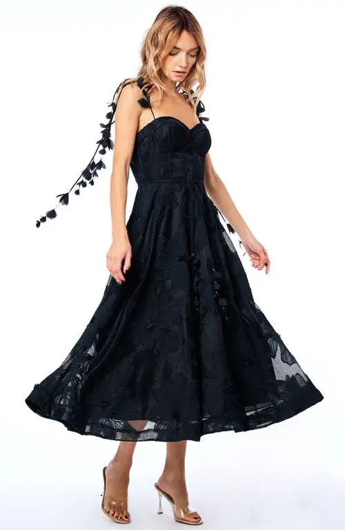CIEBON Emilia Bustier Lace Midi Cocktail Dress