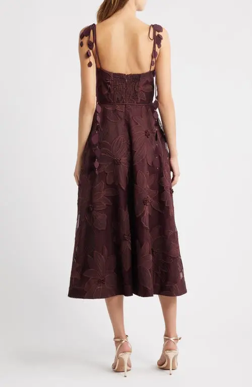 CIEBON Emilia Bustier Lace Midi Cocktail Dress