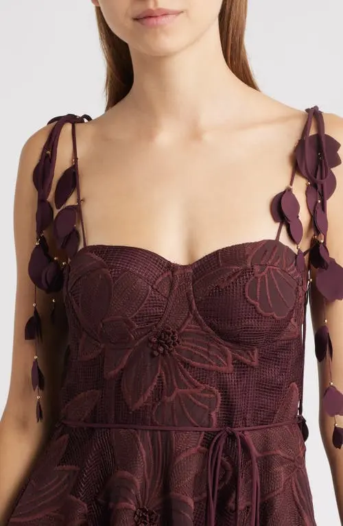 CIEBON Emilia Bustier Lace Midi Cocktail Dress