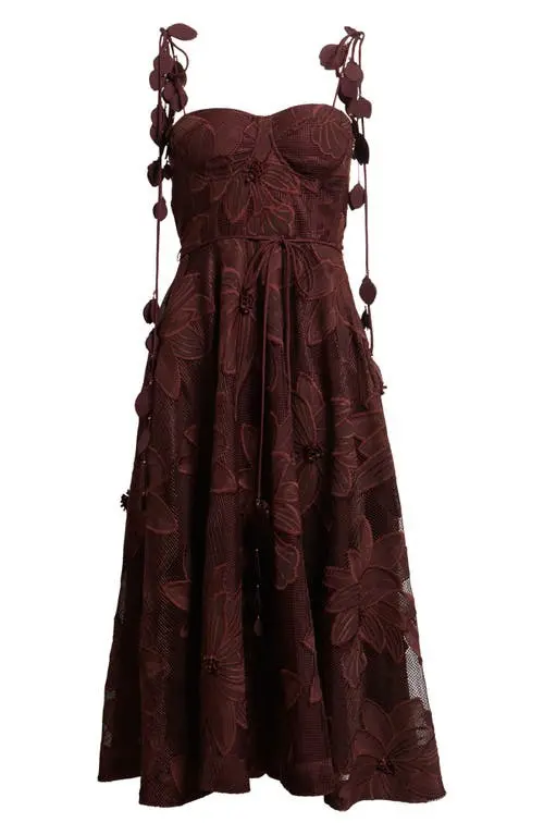 CIEBON Emilia Bustier Lace Midi Cocktail Dress