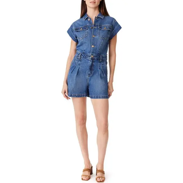 Habitual Roll Cuff Denim Jumpsuit - Lagoon